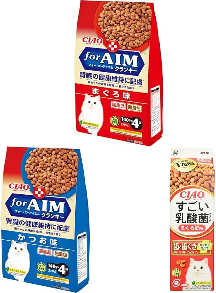 Amazon | 【セット買い】CIAO (チャオ) for AIM 猫用 クランキー まぐろ味 140g×4袋 + CIAO (チャオ) for AIM クランキー かつお味 140g×4袋 ...