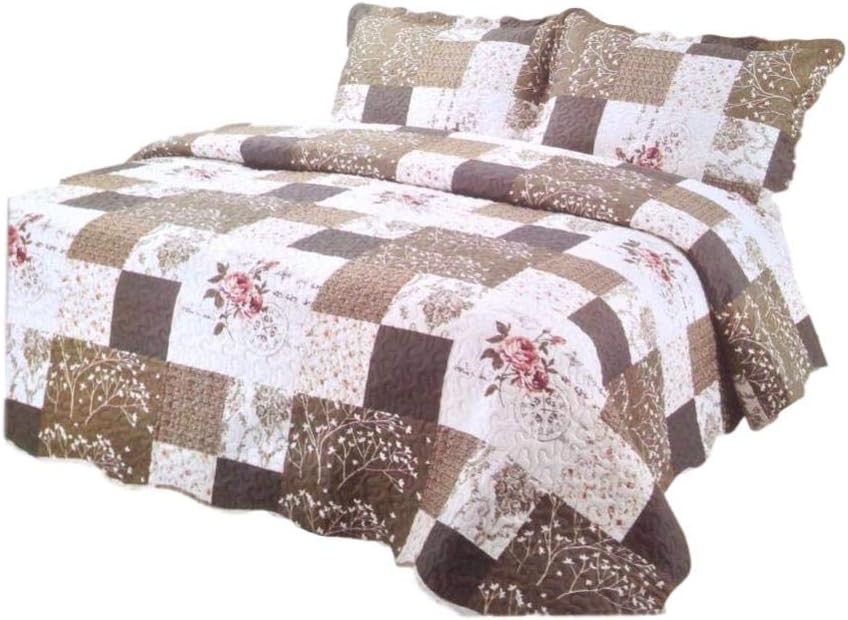 Amazon.com: sazana Pinsonic Plaid Bedding 3 Piece Bedspread Quilt ...