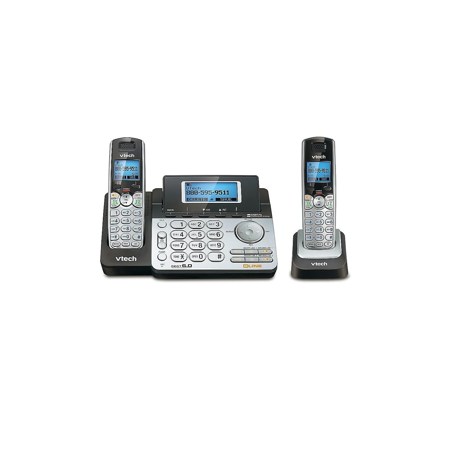 VTech DS6151-2 2 Handset 2-Line Cordless Phone System for Home or Small ...