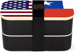 Amazon.com: American and Chilean Flag Lunch Box with 2 Compartments ...