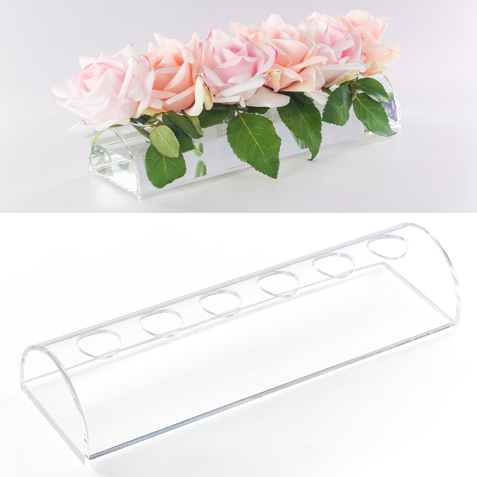 Clear Acrylic Flower Vase Rectangular Floral Centerpiece for Dining ...
