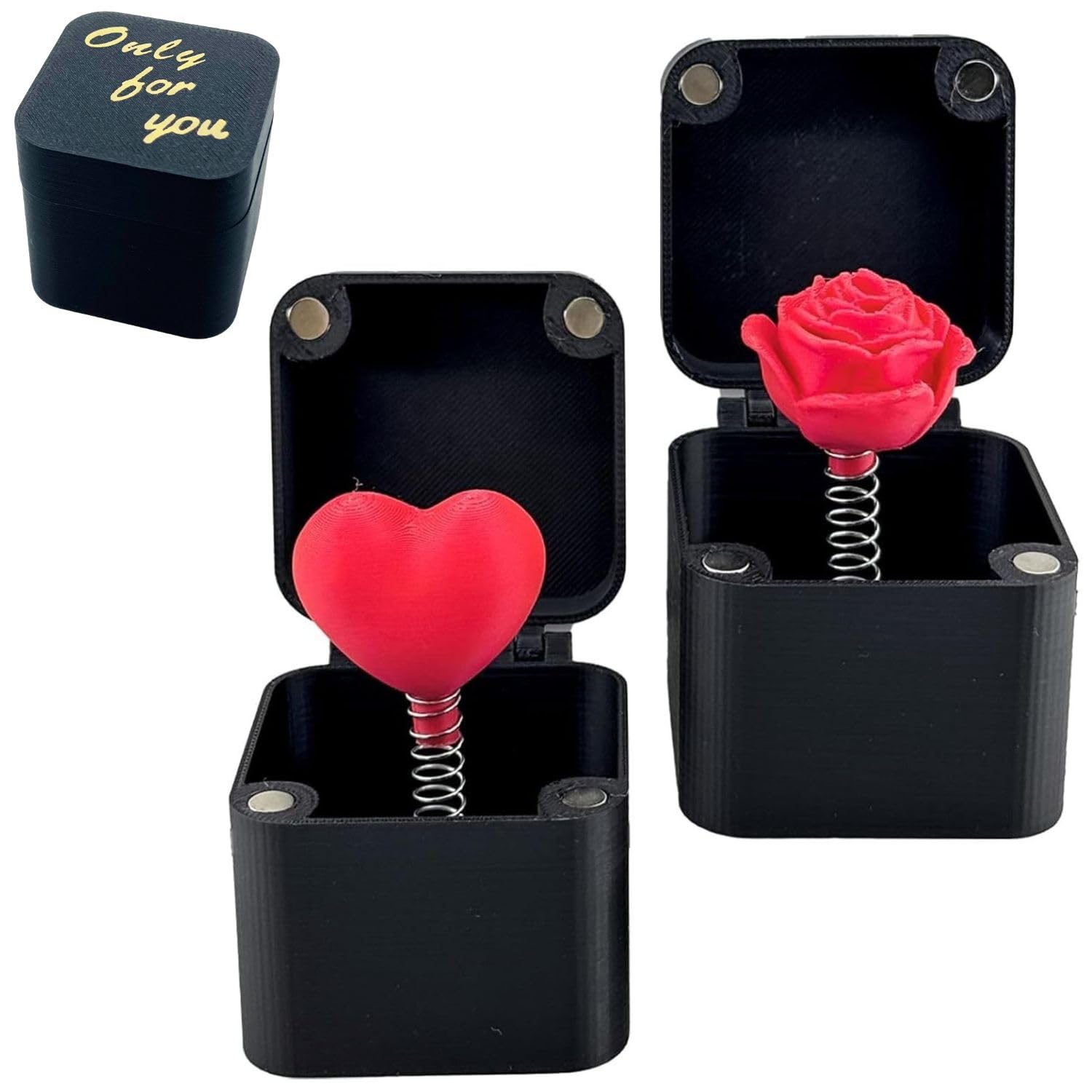 Snapklik.com : 2PCS 3D Printed Rose And Heart In A Box, Valentines Day ...