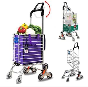 Amazon.com: Folding Shopping Cart,Stair Climbing Grocery Laundry ...