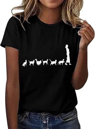 Amazon.com: Going Out Top,Women's Summer Short Sleeve Cute Sunflower ...