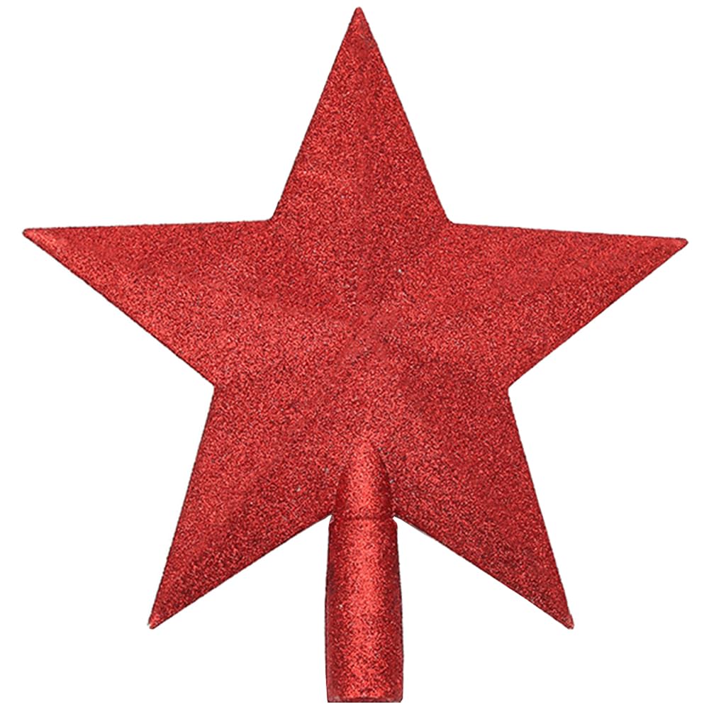 15CM Red Star Tree Topper Christmas Tree Decoration Glitter Tree Top ...
