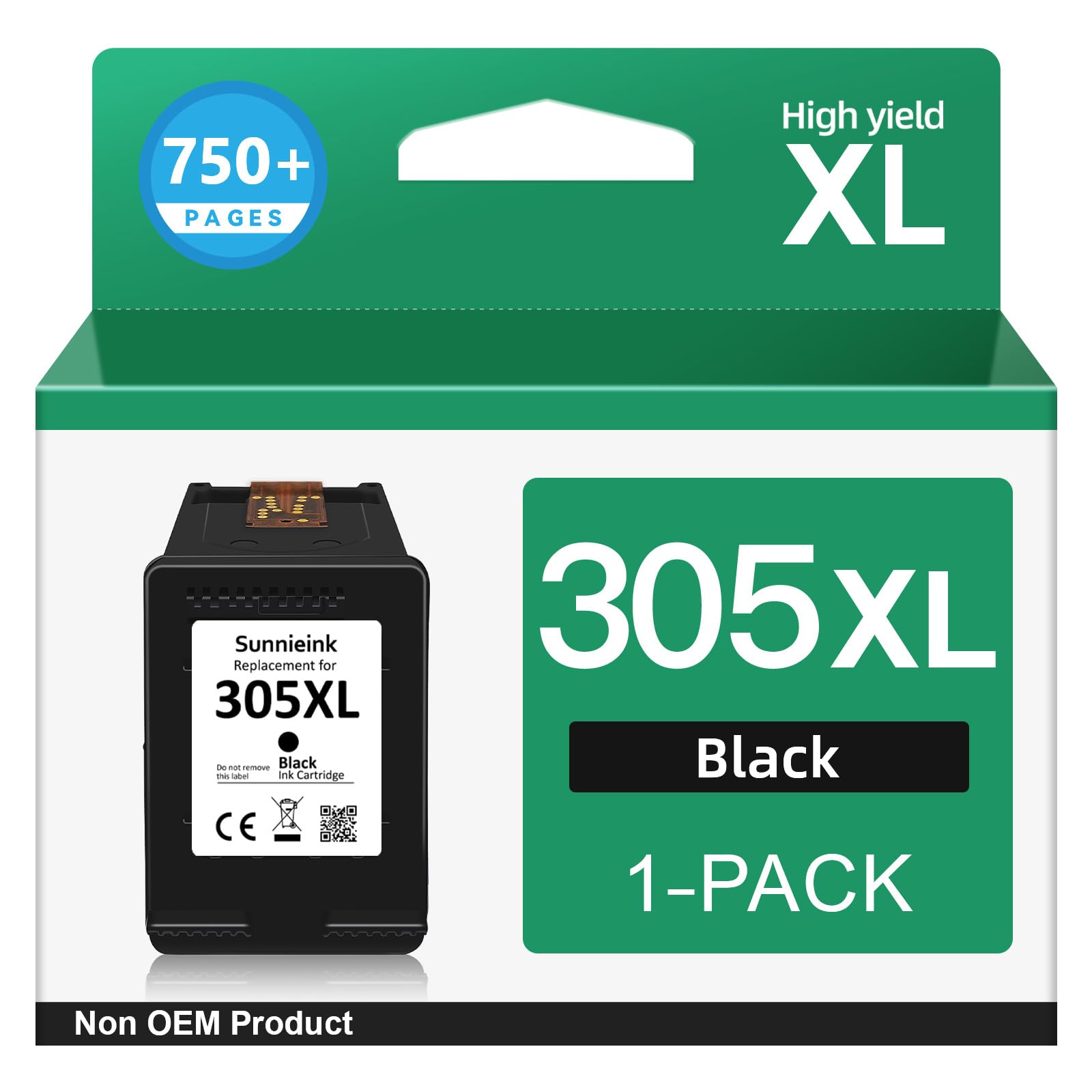 305XL High Yeild Ink Cartridge Black- 750 Pages Replacement for 305 ...