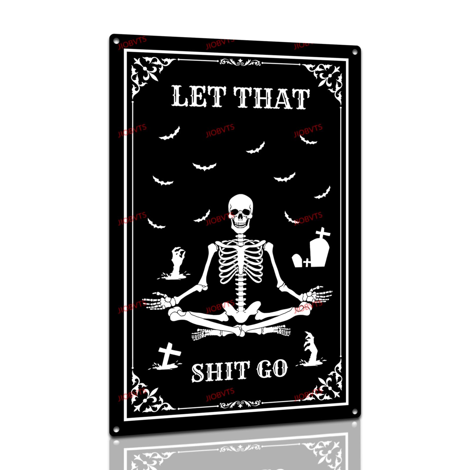 Amazon.com: Funny Black Goth Sign Skull Let That Shit Go Metal Signs ...