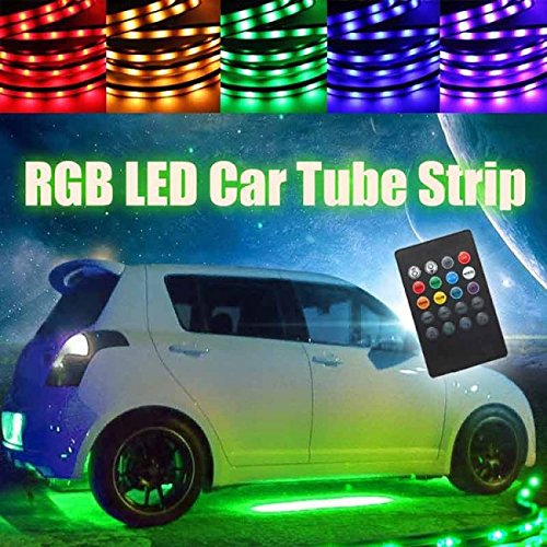 AutoTrends 4pcs RGB LED Car Tube Strip Underglow Body Neon Light with ...