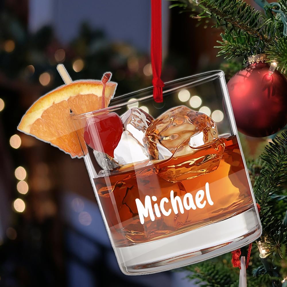 Amazon.com: Mondily Christmas Cocktail Ornament, 2D Flat Whiskey ...