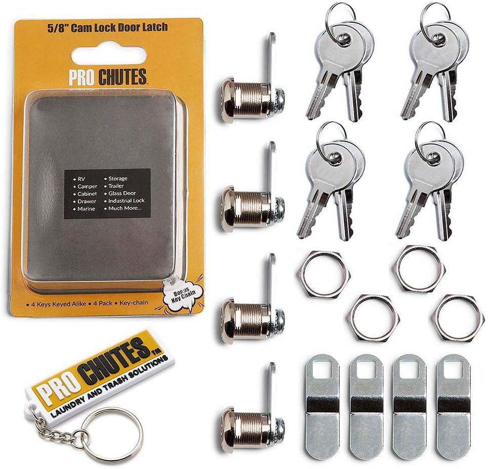 Pro Chutes Cabinet Cam Lock - 5/8" Pack of 4 Cabinet Locks with Keys ...