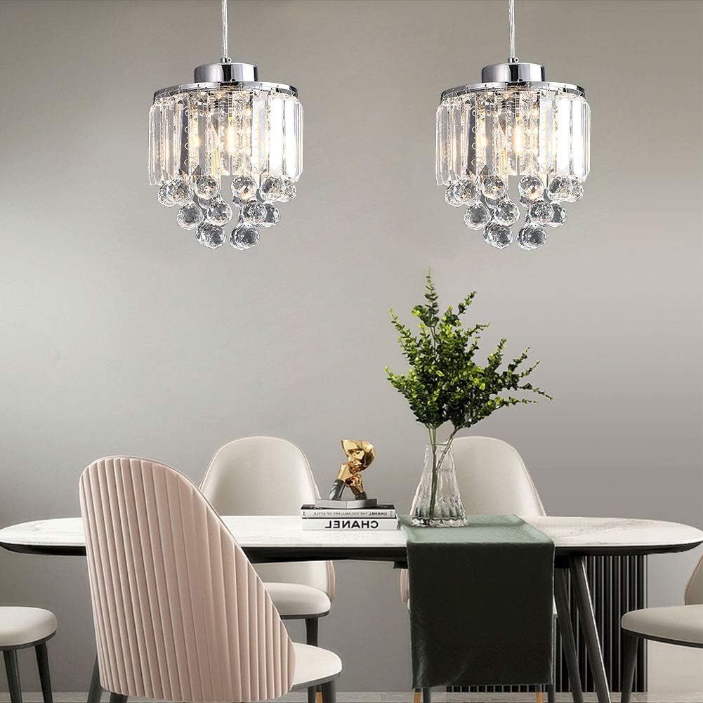 2x Luxury Crystal Chandelier, Lighting Fixture Ceiling Pendant Light ...
