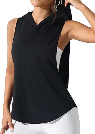 Amazon.com: Remidoo Women's Sleeveless Hoodies Workout Tank Tops ...
