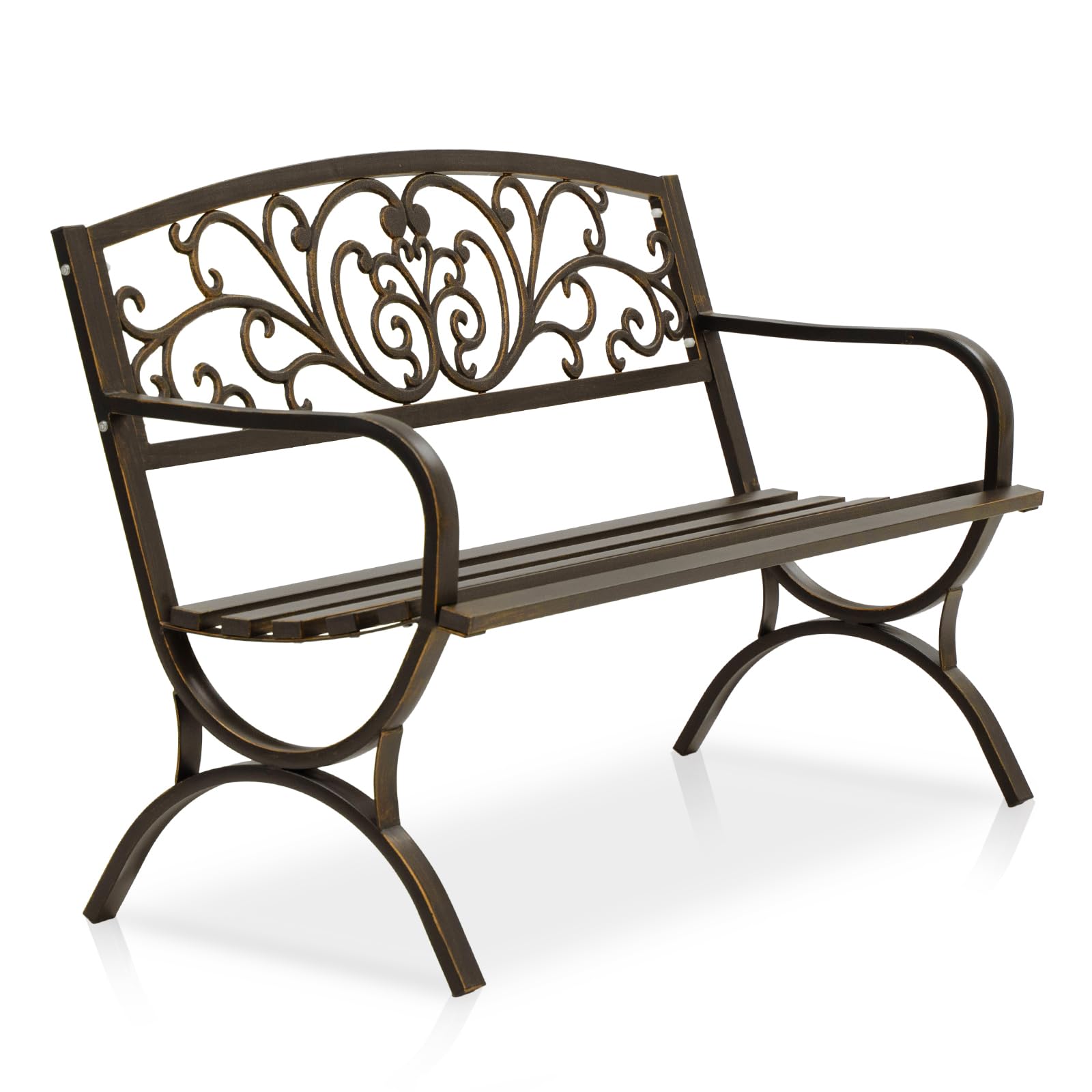 Amazon.com: Plainsity Outdoor Metal Bench, Outdoor Garden Bench with ...