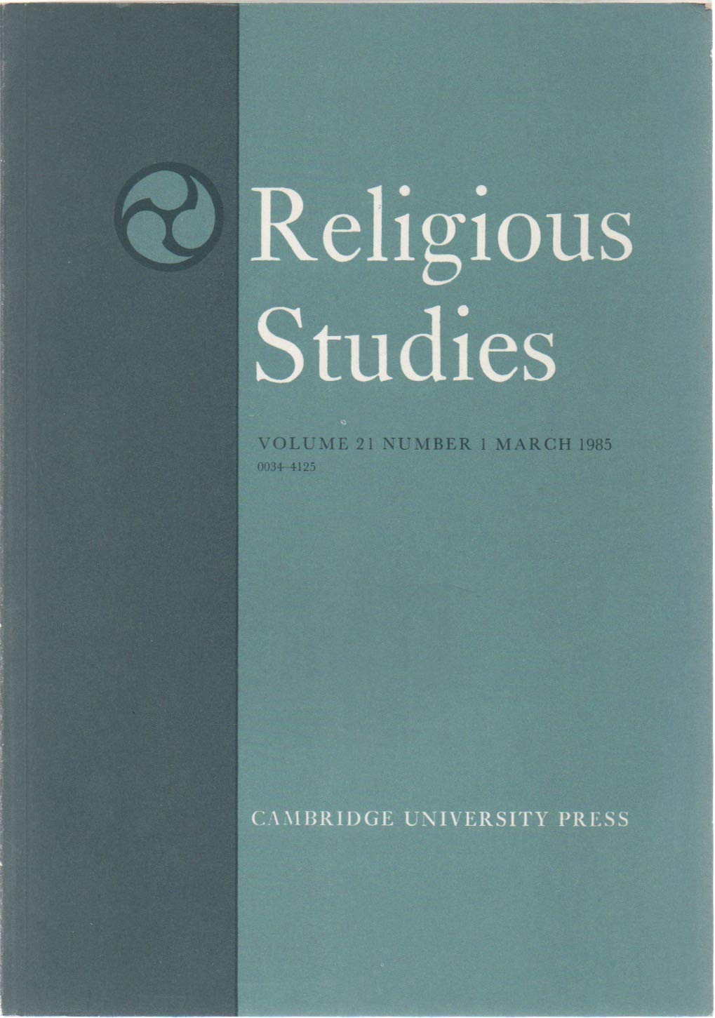 Religious Studies, vol. 21, no. 1 (March 1985): Ineradicability of Sin ...