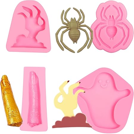 Amazon.com: Halloween Cake Silicone Fondant Molds 5 Pcs, Mini Halloween ...