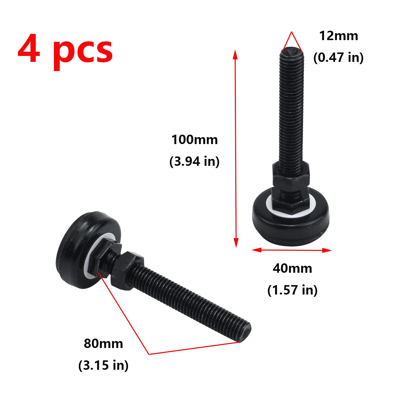 Snapklik.com : Antrader M12x80mm Adjustable Threaded Pole Leveling Foot ...