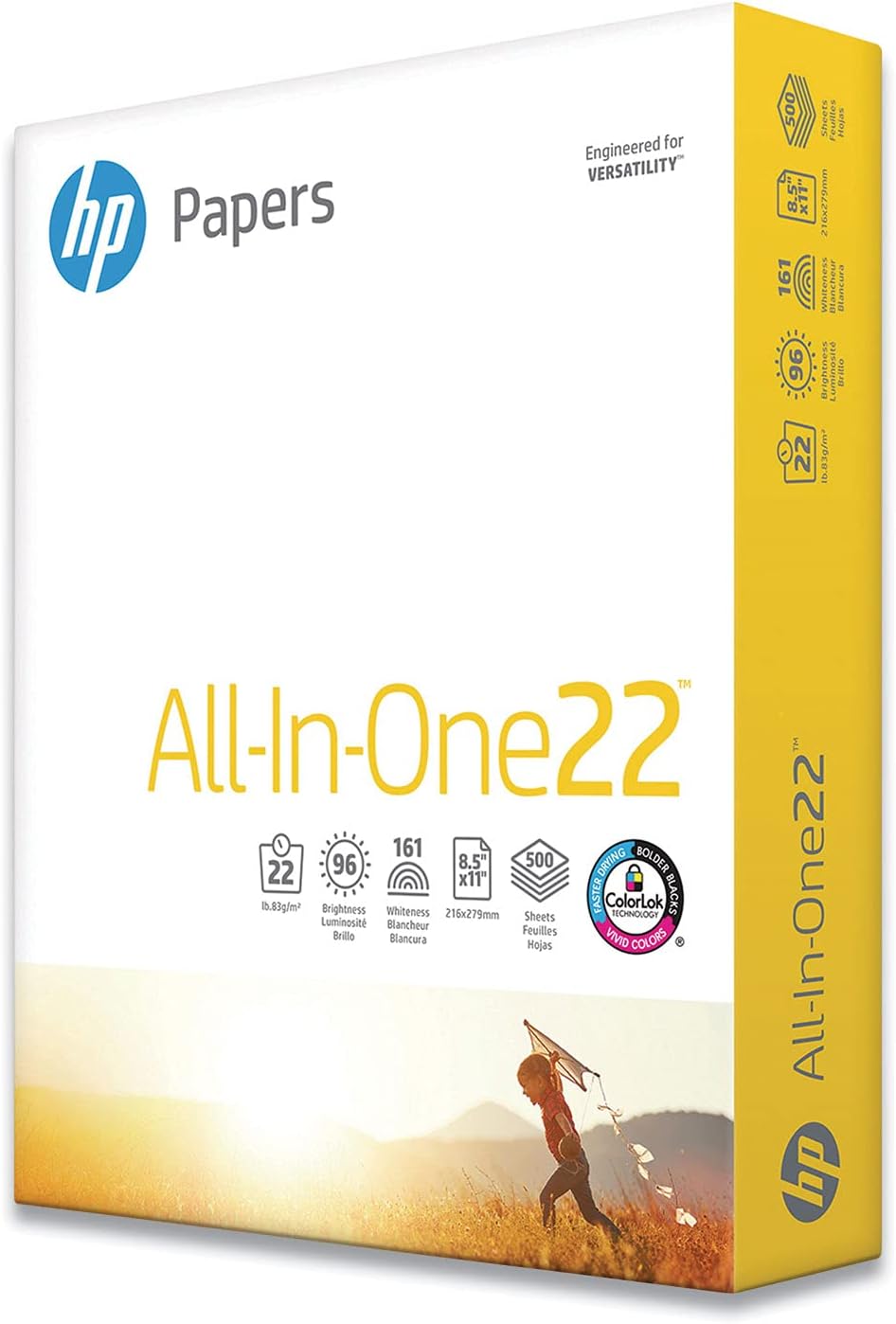 HP Printer Paper 8.5x11 AllInOne 22 lb 1 Ream 500 Sheets 96 Bright Made ...