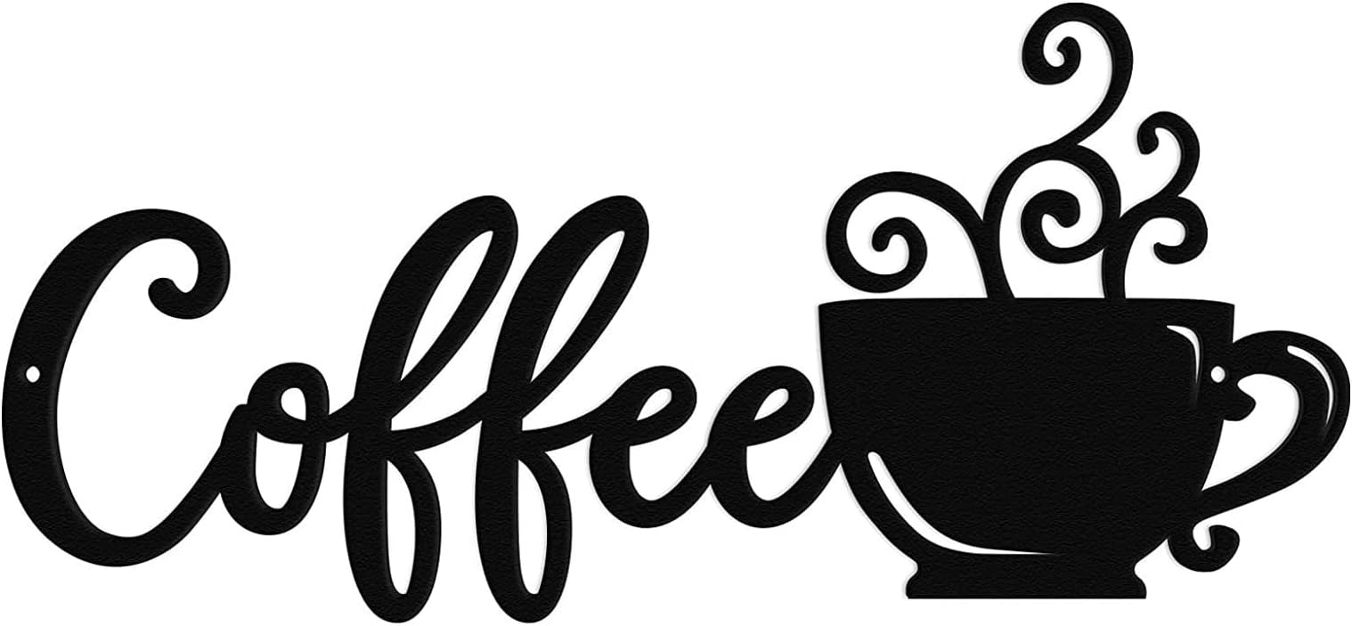 Amazon.com : Coffee Metal Wall Decor Coffee Letter Wall Art Black ...