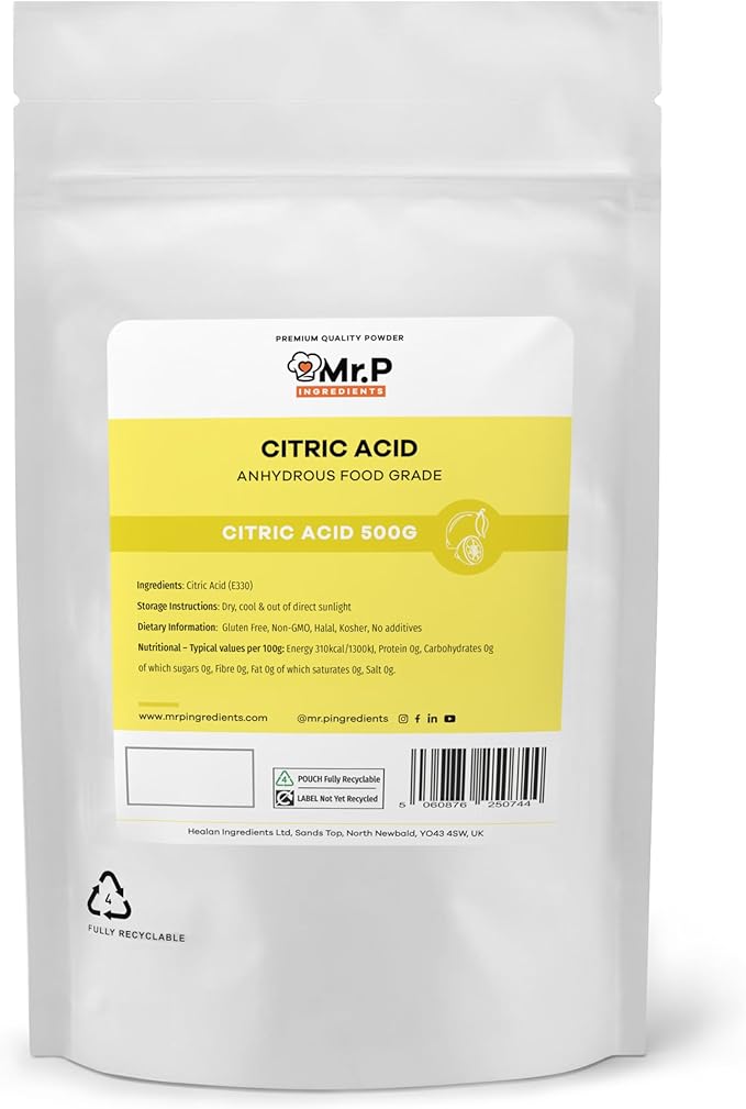Mr.P Ingredients Citric Acid 500g Anhydrous Food Grade Gluten Free Non ...