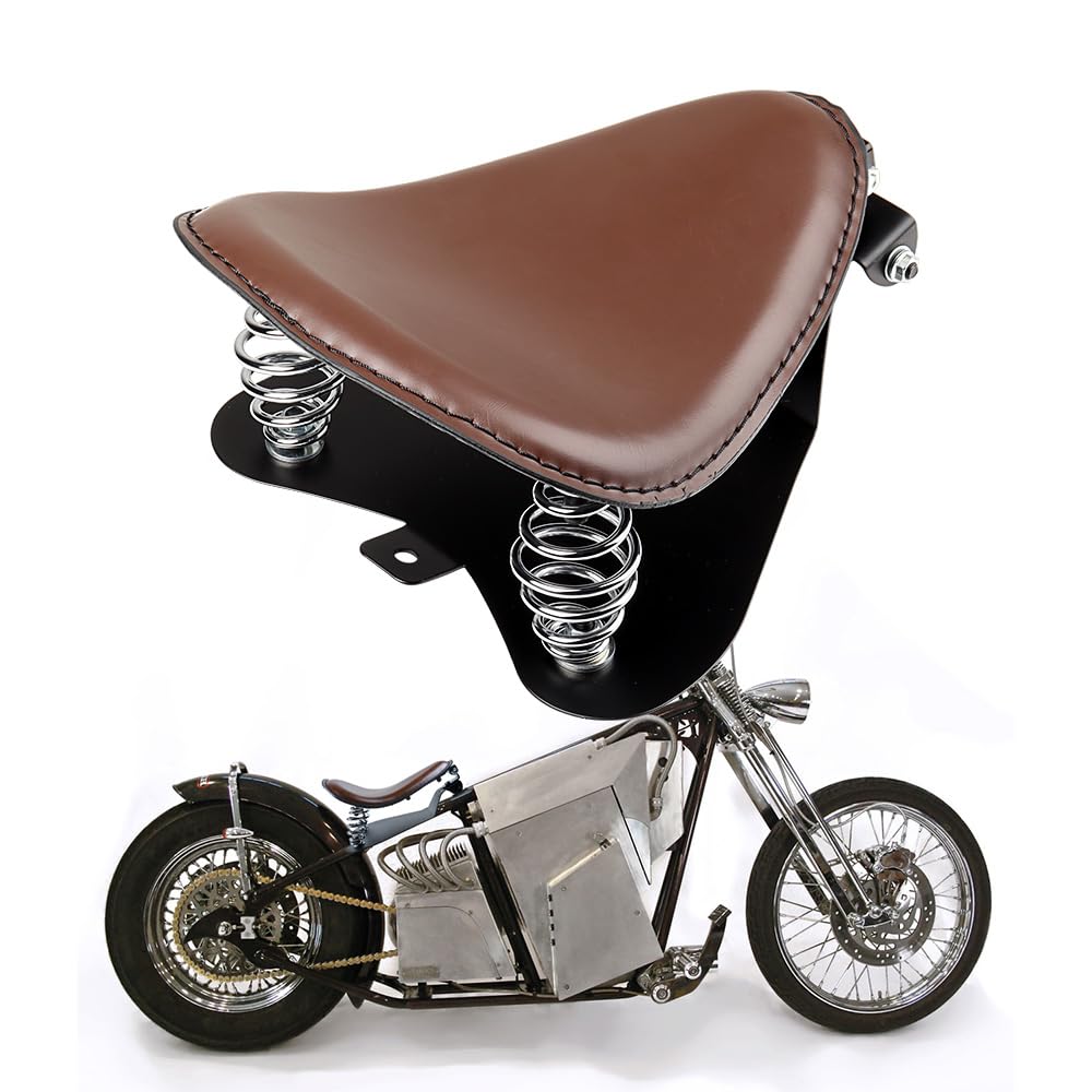 Amazon.com: Astra Depot Retro Brown PU Motorcycle Dual Spring Solo Seat ...