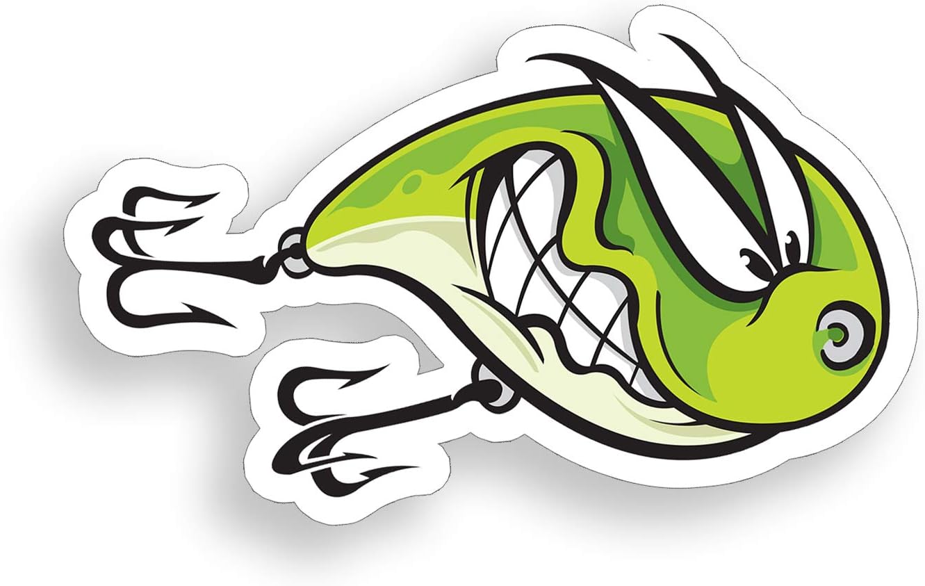 Amazon.com - Angry Fishing Lure Sticker Funny Fish Decal Laptop Boat ...