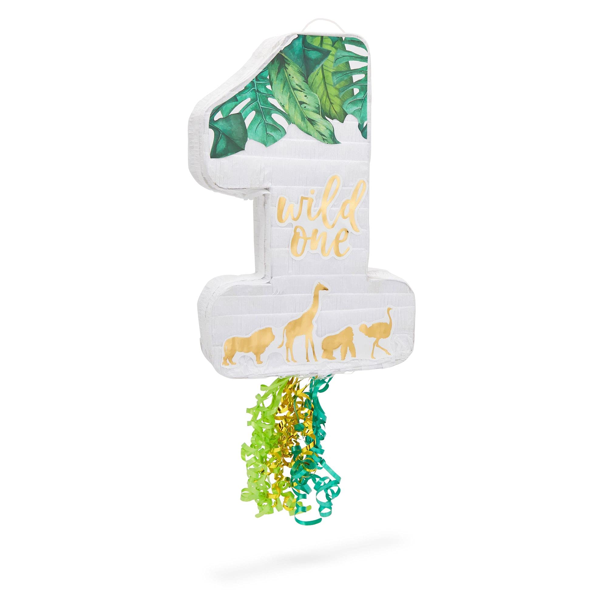 Amazon.com: BLUE PANDA Number 1 Pull String Pinata for Wild One 1st ...