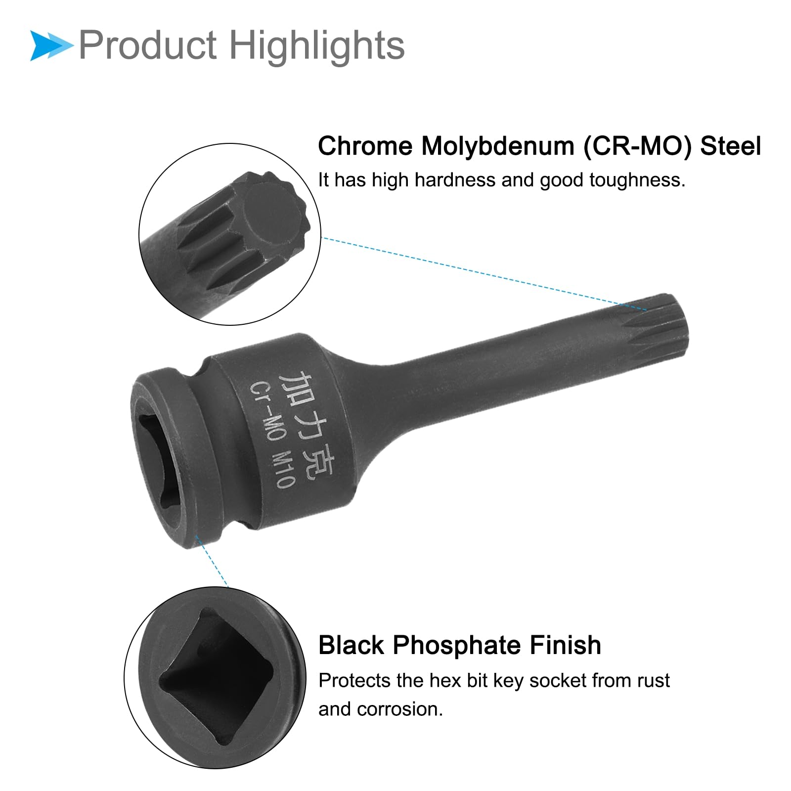 CoCud Impact Triple Square Spline Bit Socket, M10 Bit 1/2″ Drive ...
