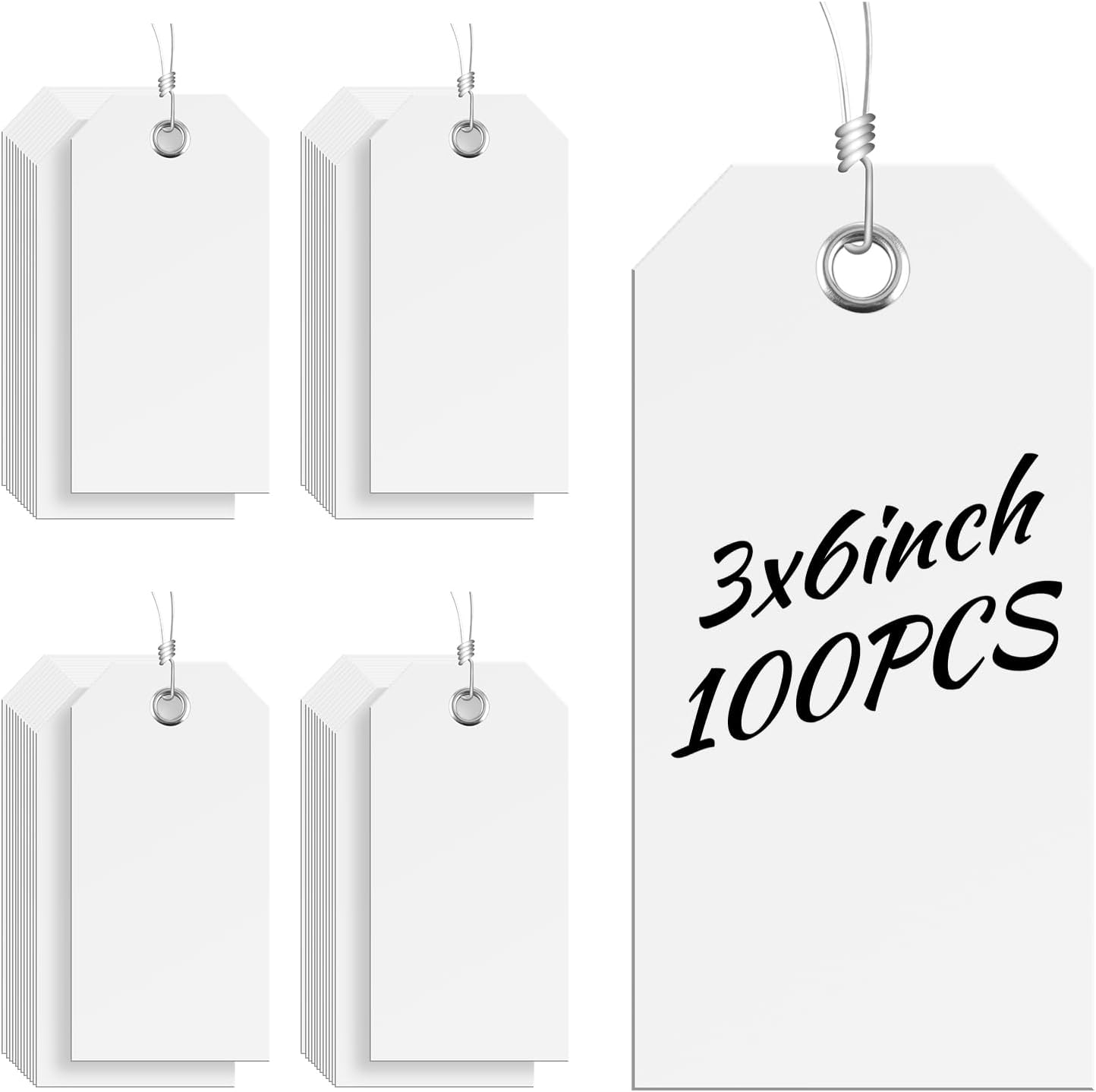 Amazon.com : 200 Pieces 6 1/4 x 3 1/8 Shipping Tags with String #8 ...