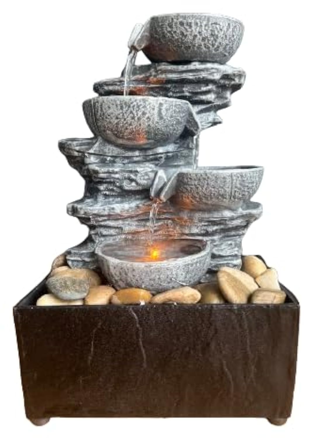 Small Battery Operated Fountains 4 Tier LED Tabletop Fountain, Indoor