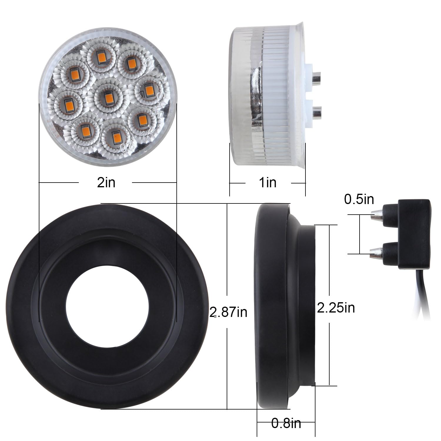 Snapklik.com : 10Pcs 2” Inch Round Led Marker Lights 9 Amber LED ...
