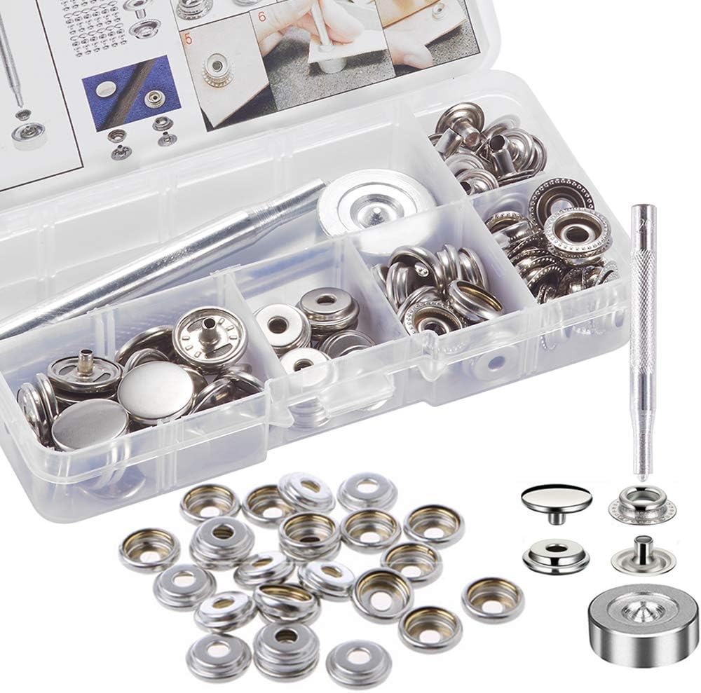Amazon.com: 25 Sets Snap Fastener Kit,Snaps Button Tool Stainless Steel ...