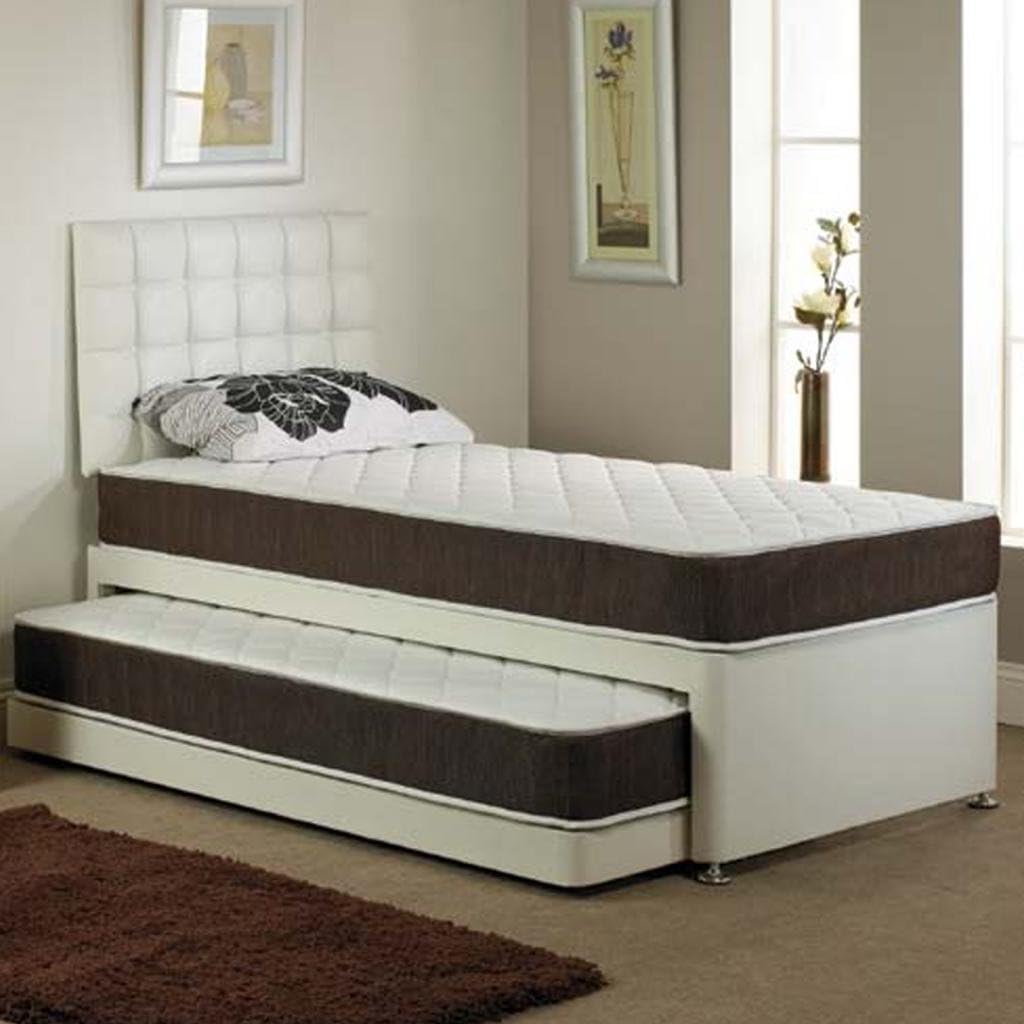 Divine Sleep 3Ft Single Faux Leather Divan Guest Bed 2 Mattreesses Pull ...
