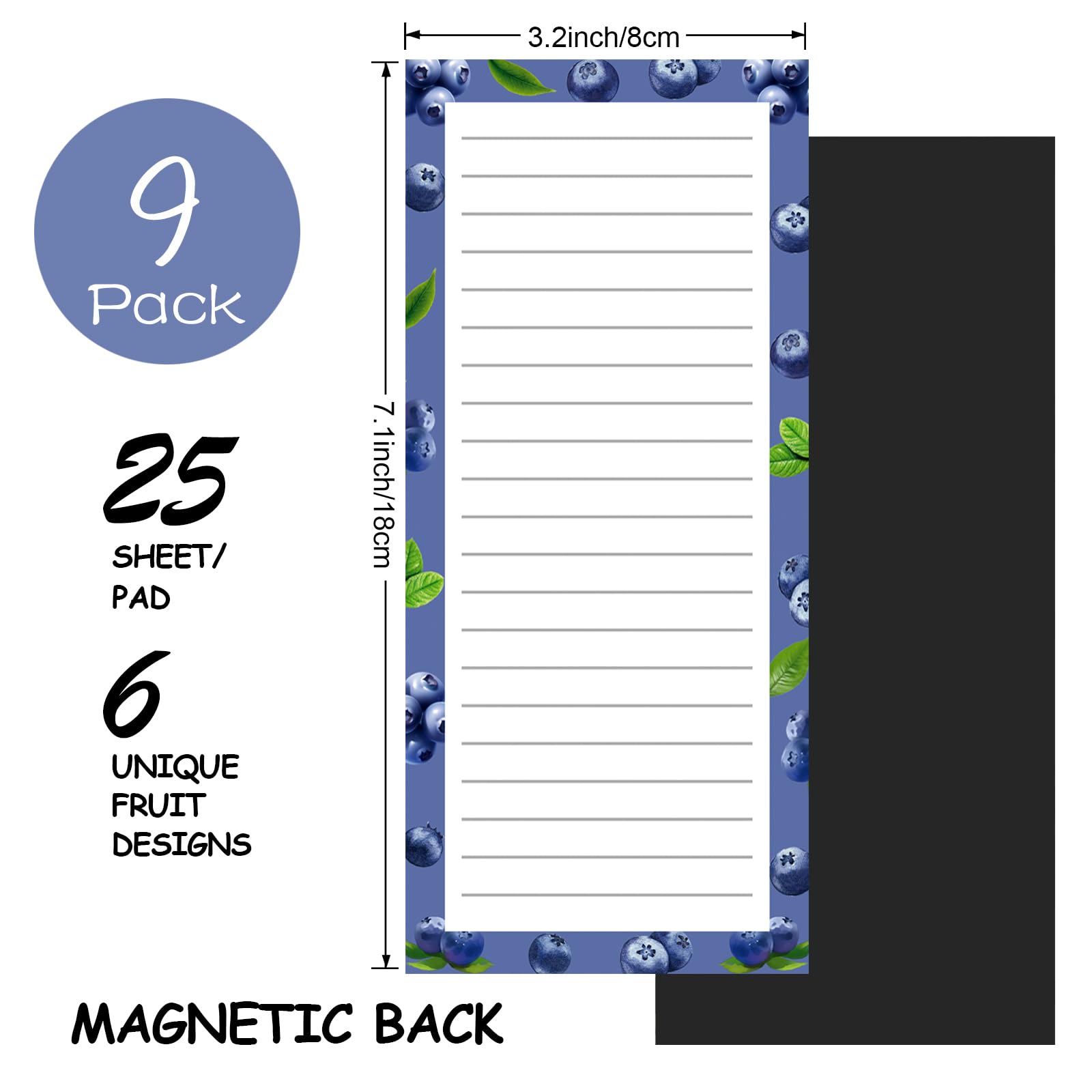 Snapklik.com : 9 Pack Magnetic Notepads For Refrigerator, Magnetic ...