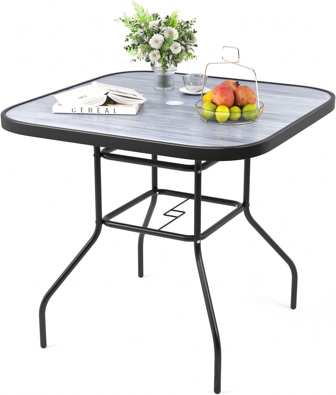 Harbour Housewares Glass Top Garden Table - Glass Top Outdoor Patio ...