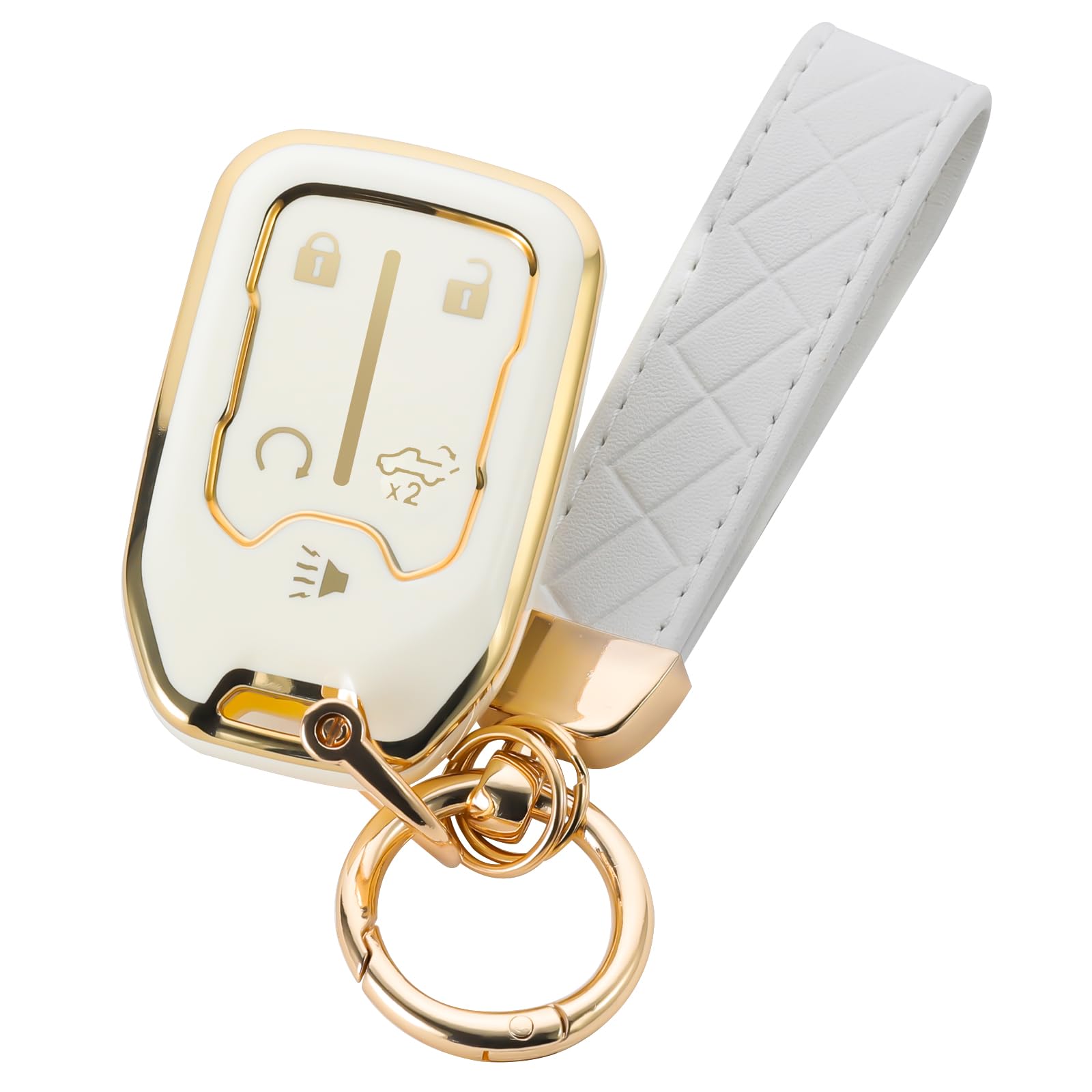 Amazon.com: HOUTIAN for GMC Key Fob Cover TPU Key Shell Metal Ring Key ...