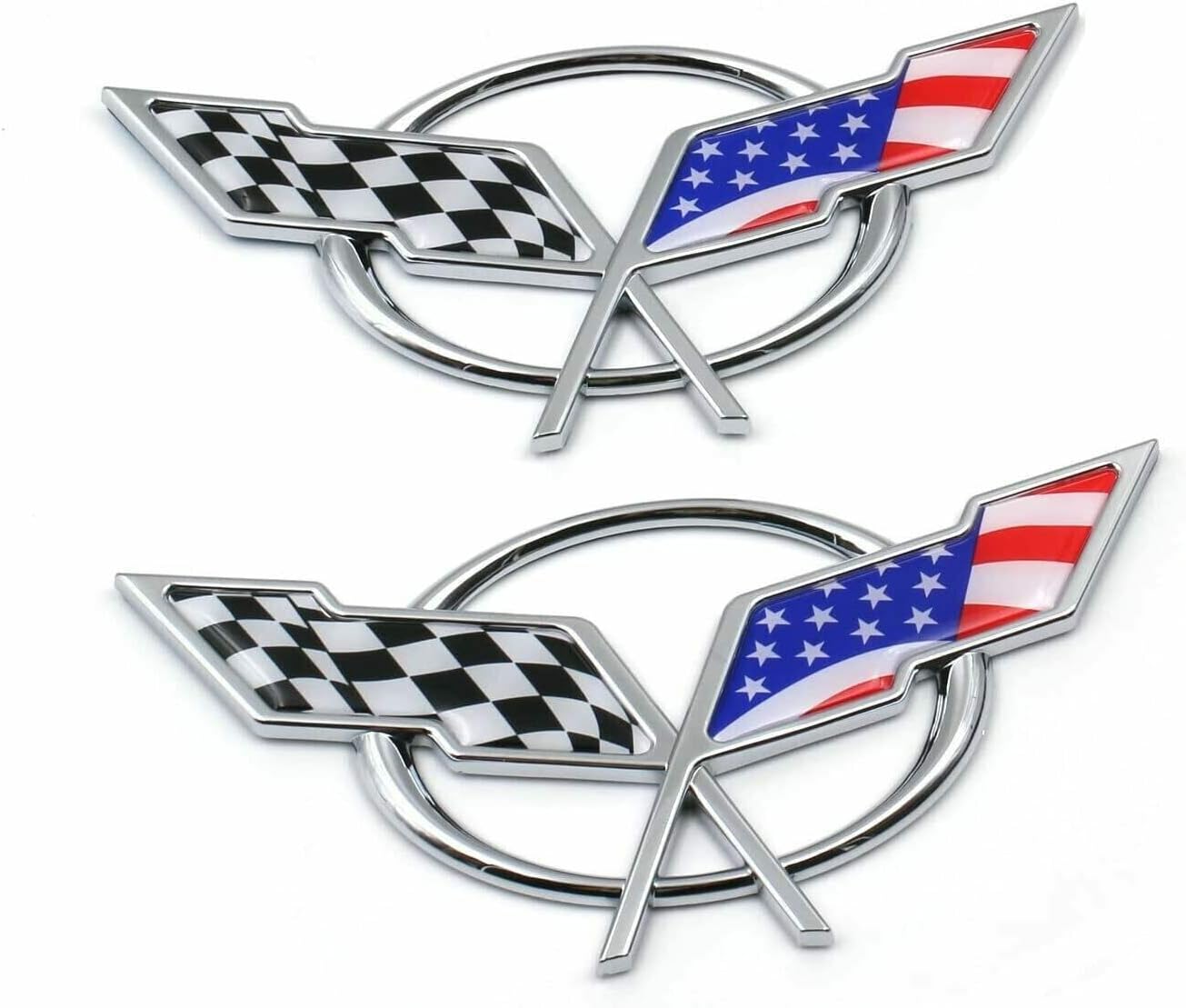 Amazon.com: Pair Set C4 Corvette Gas Fuel Lid Emblem Cross Flag Front ...