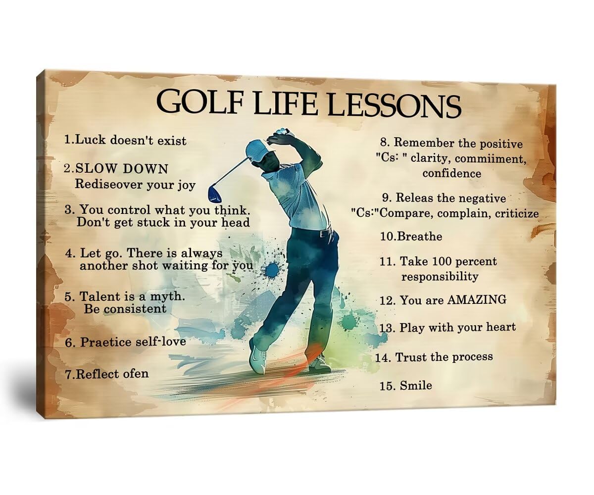 Amazon.com: Vintage Golf Wall Art Framed Life Lessons Inspirational ...