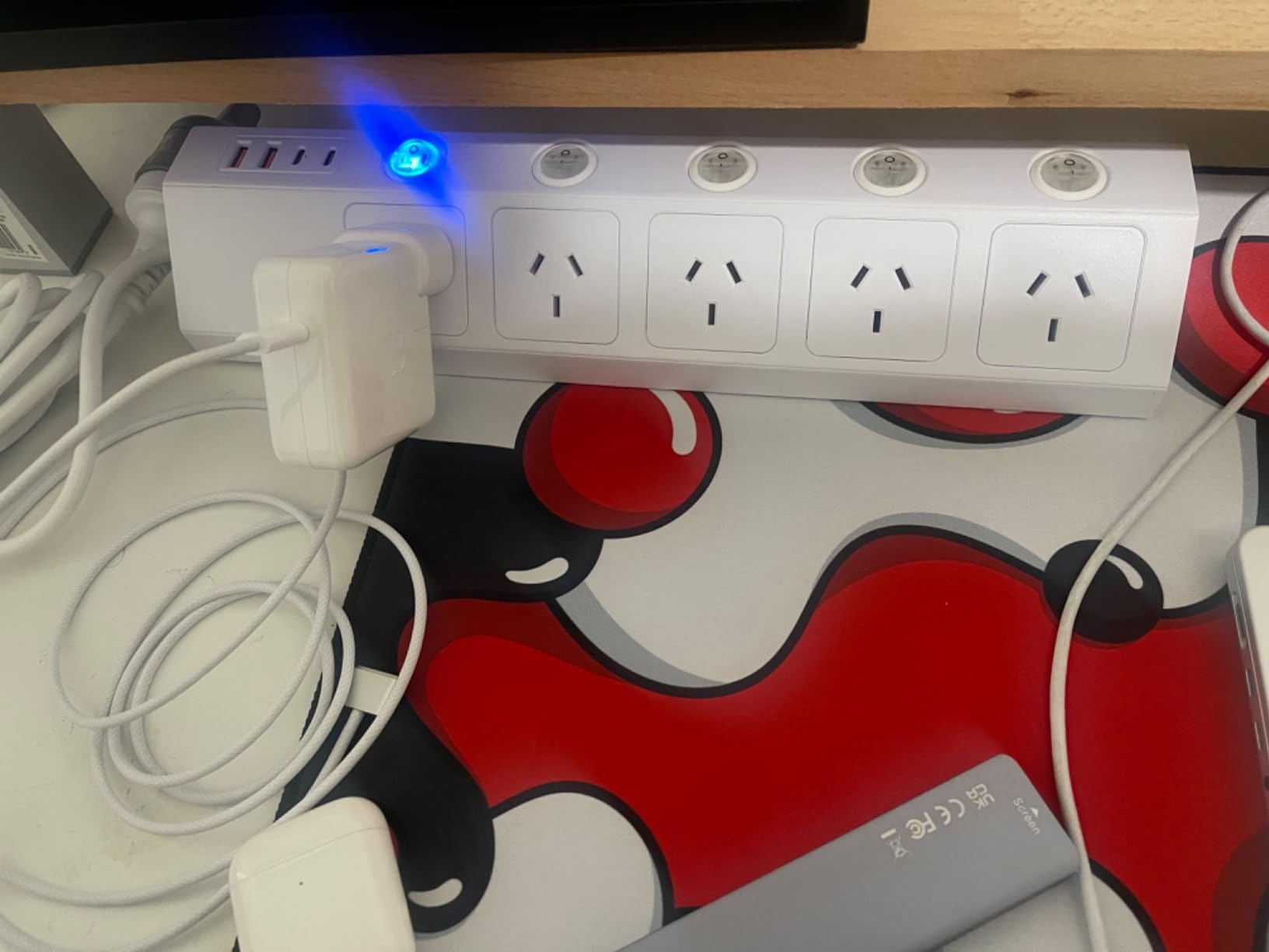 Power Board SAA Certified Power Strip with 5 AC Outlets, 2 USB A and 2 ...