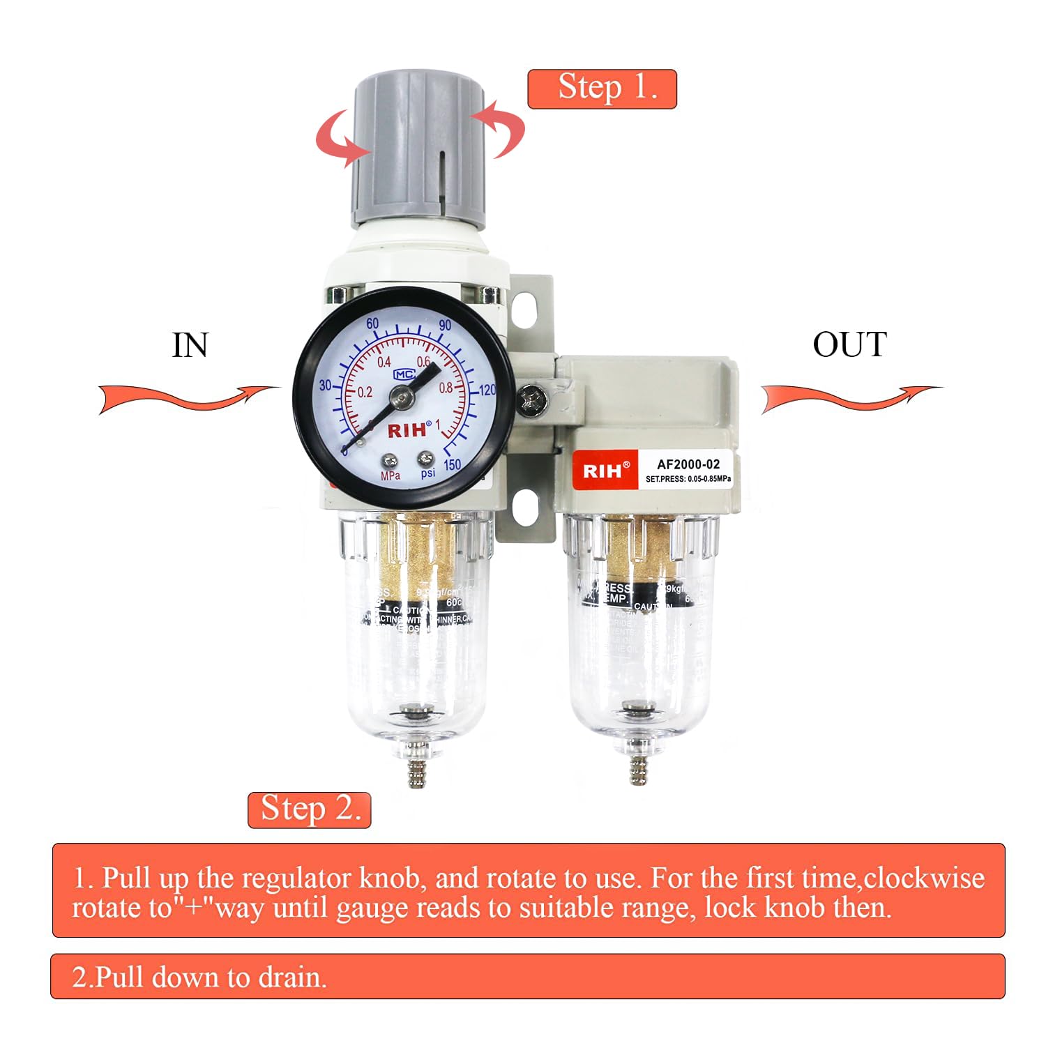 Snapklik.com : RIH Air Dryer System -1/4" NPT Double Air Filters-5 ...