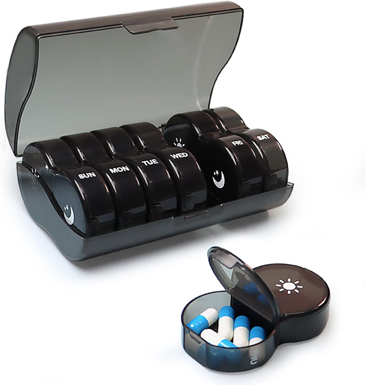 Weekly Pill Box 7 Day,HIDOU Pill Organiser Morning and Evening Travel ...