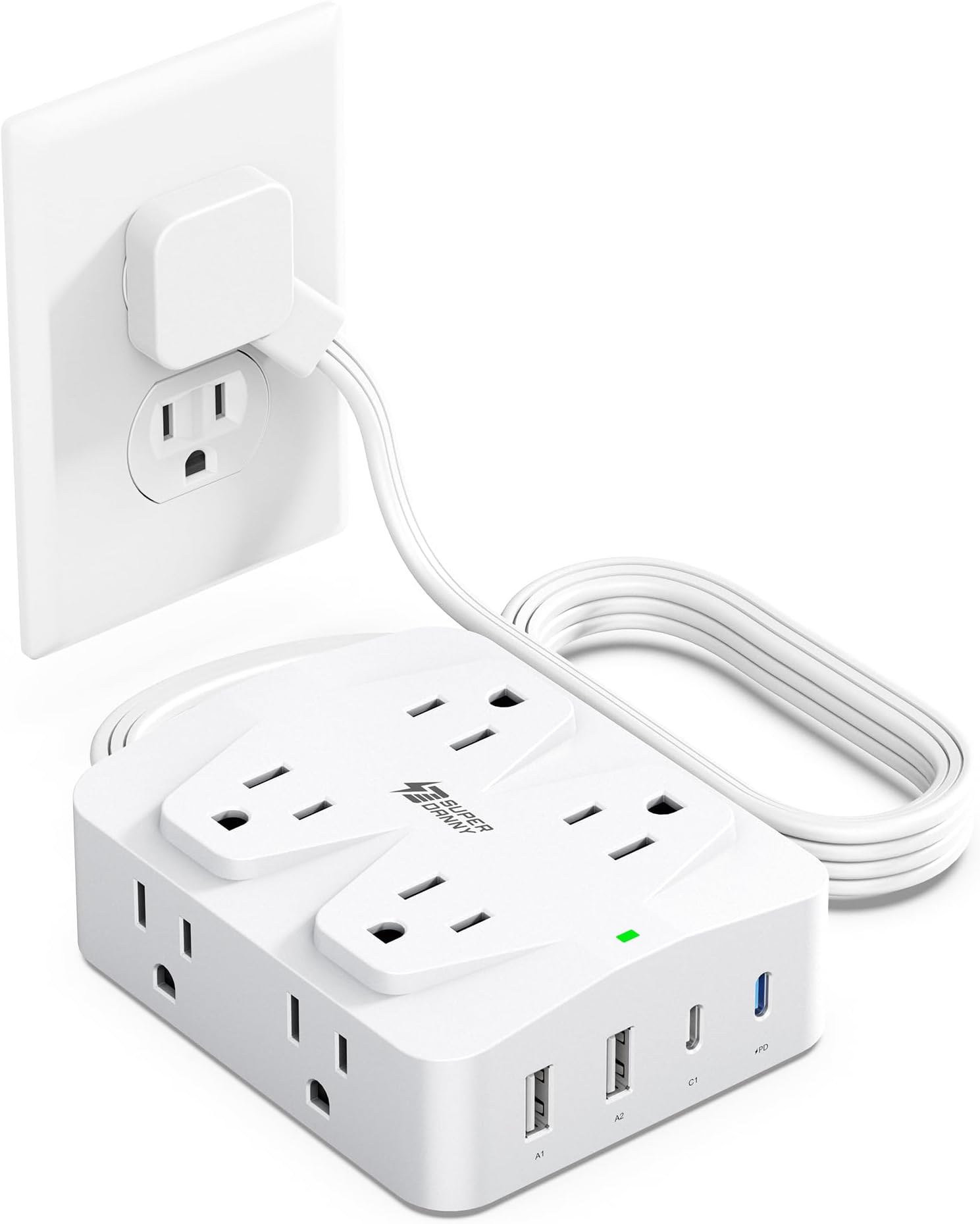 Amazon.com: Power Strip, SUPERDANNY Surge Protector, 5 Outlets, 3 USB ...