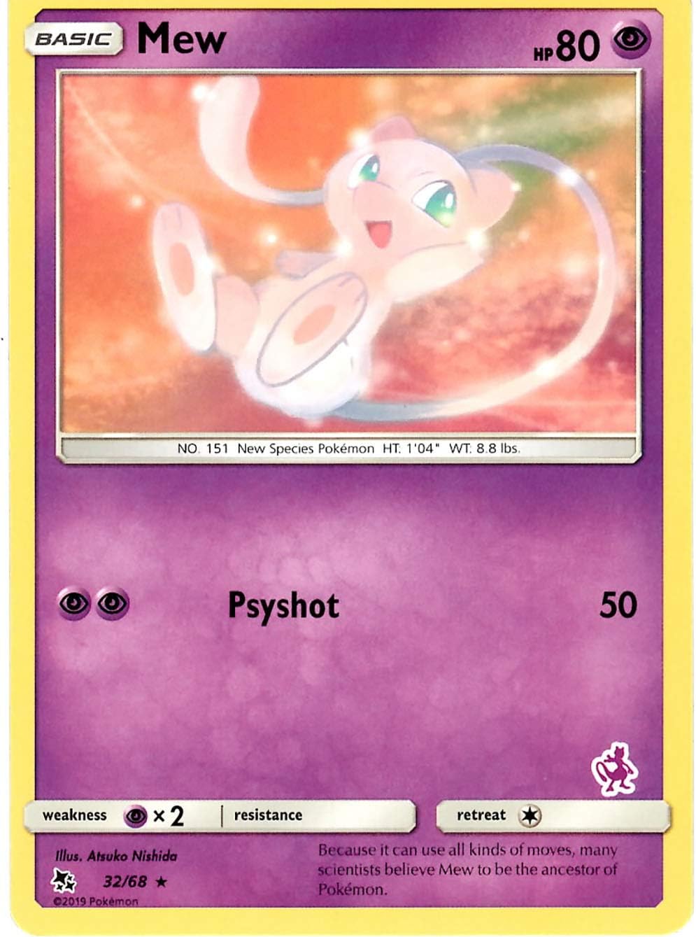 Amazon.com: Pokemon - Mew 32/68 - Hidden Fates - Mewtwo Stamp Version ...