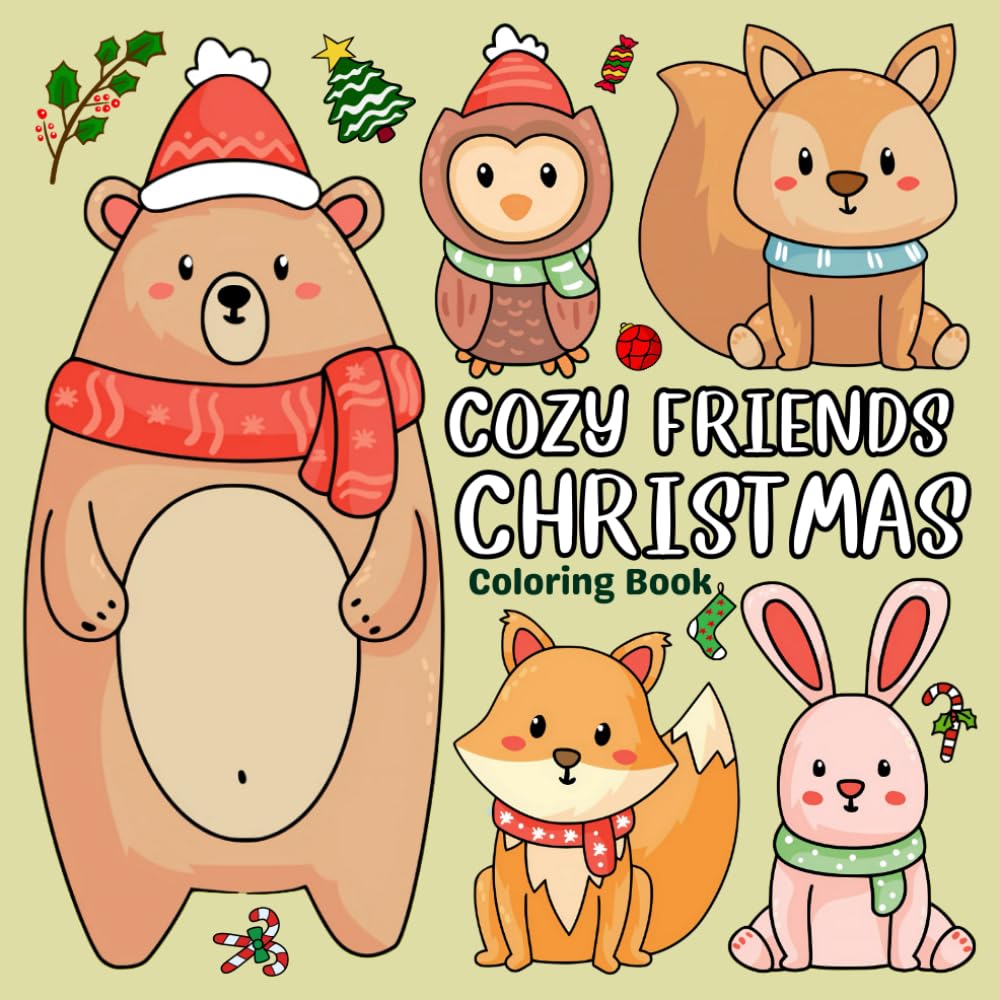 Amazon.com: Cozy Friends Christmas Coloring Book: Bold and Easy Comfy ...