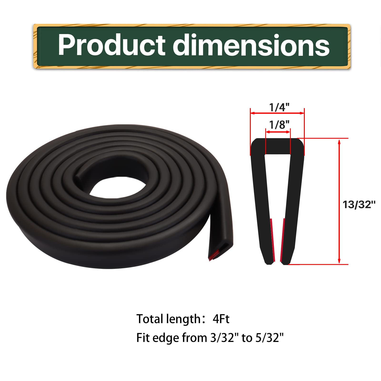 Snapklik.com : Pionasuicg Rubber U Channel Edge Trim, Self-Adhesive ...