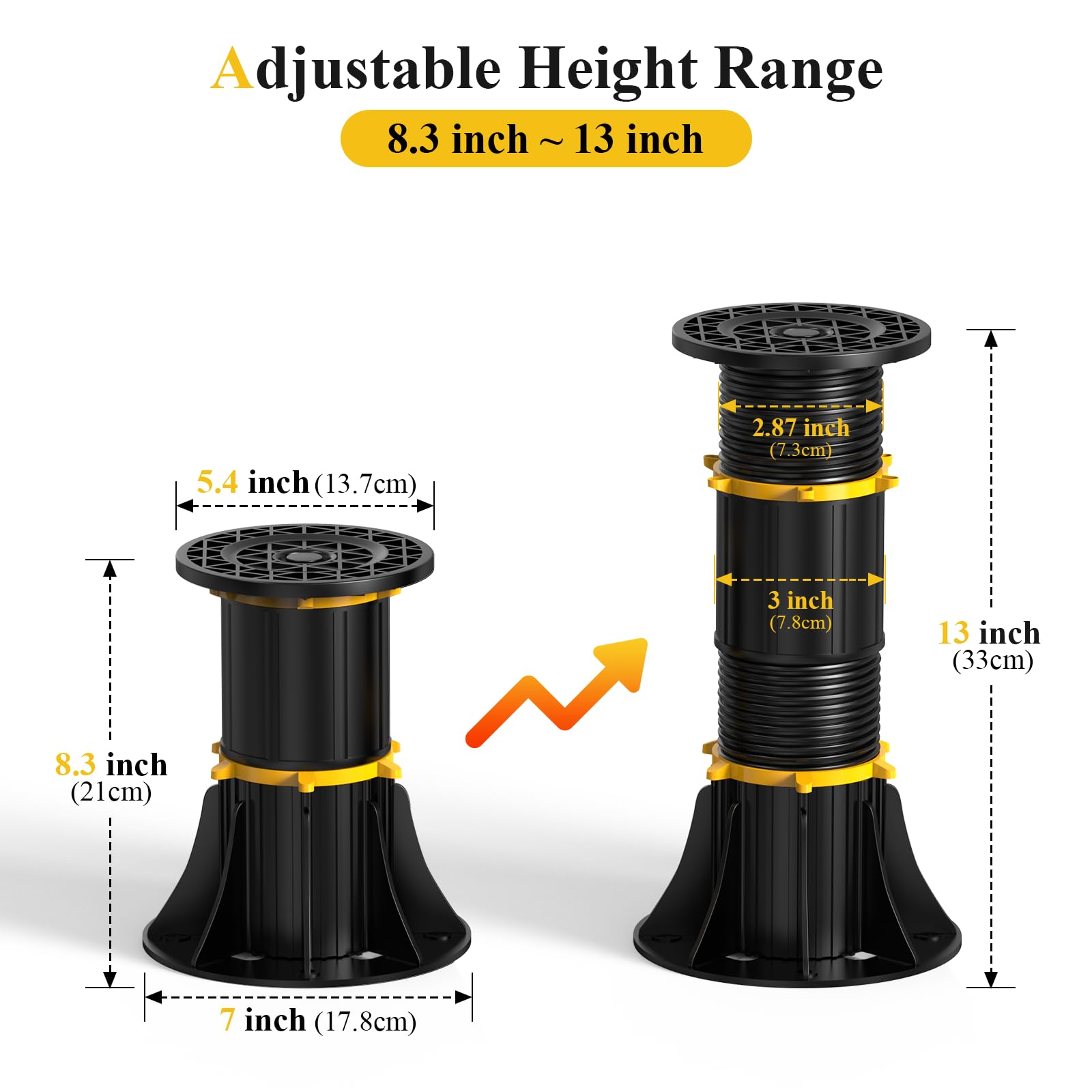 Snapklik.com : 2Pcs Adjustable Height Bed Support Legs, Bed Frame ...