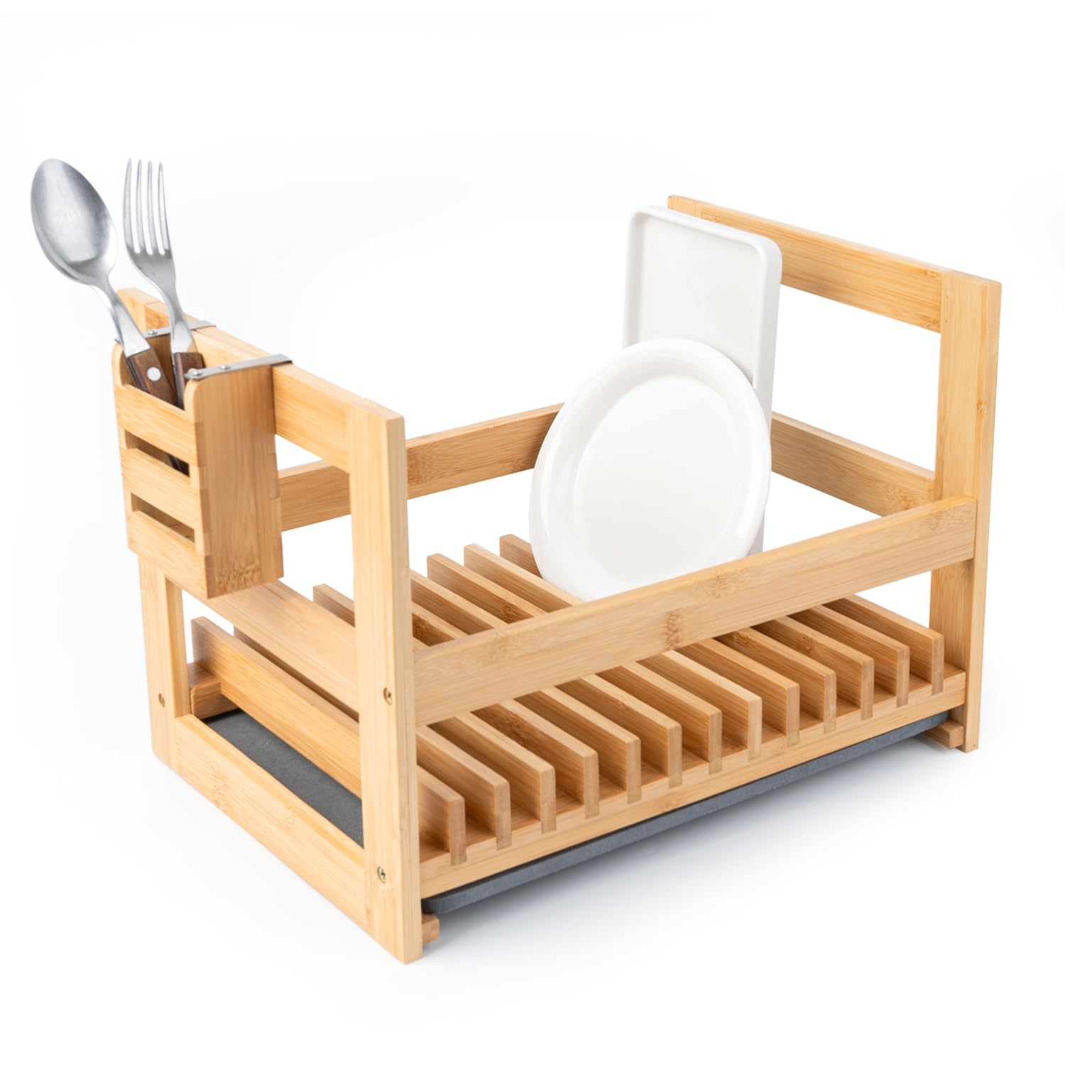 Amazon.com - LINKLOOM Bamboo Dish Drying Rack with Utensil Holder ...