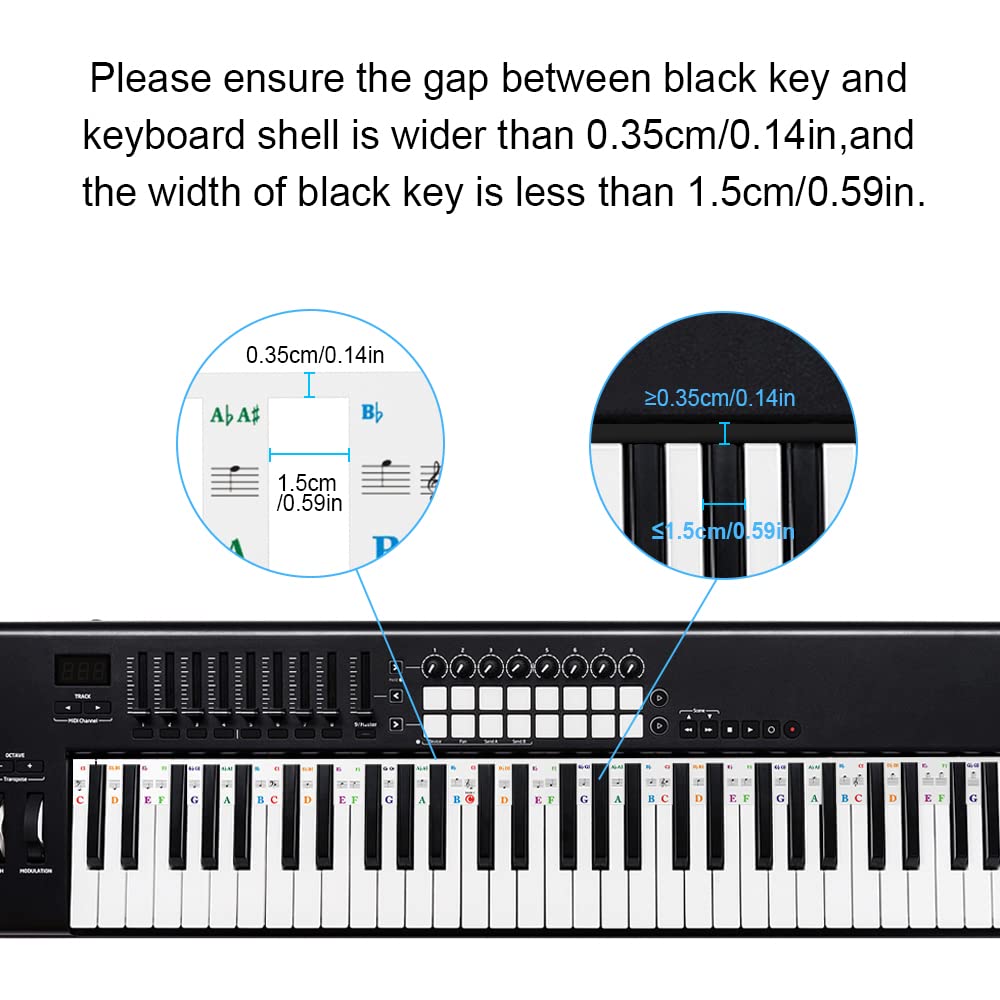 Snapklik.com : HiFan Removable Piano Keyboard Note Labels Without ...