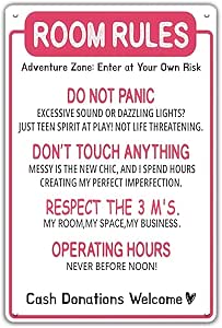 Amazon.com : Atinpic Room Rules Sign for Teen Girls, Cute Pink Cool ...