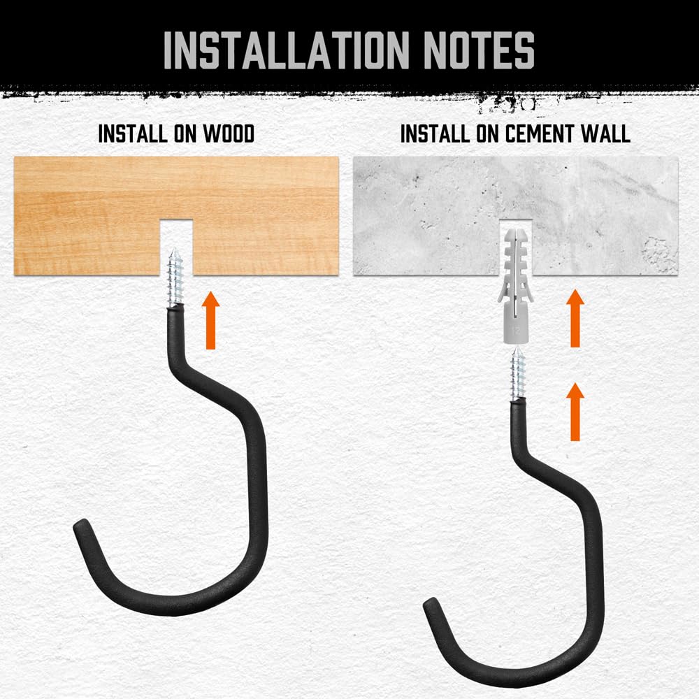 Snapklik.com : HORUSDY 6 Pack Heavy Duty Bike Hooks - 7.5 Inches