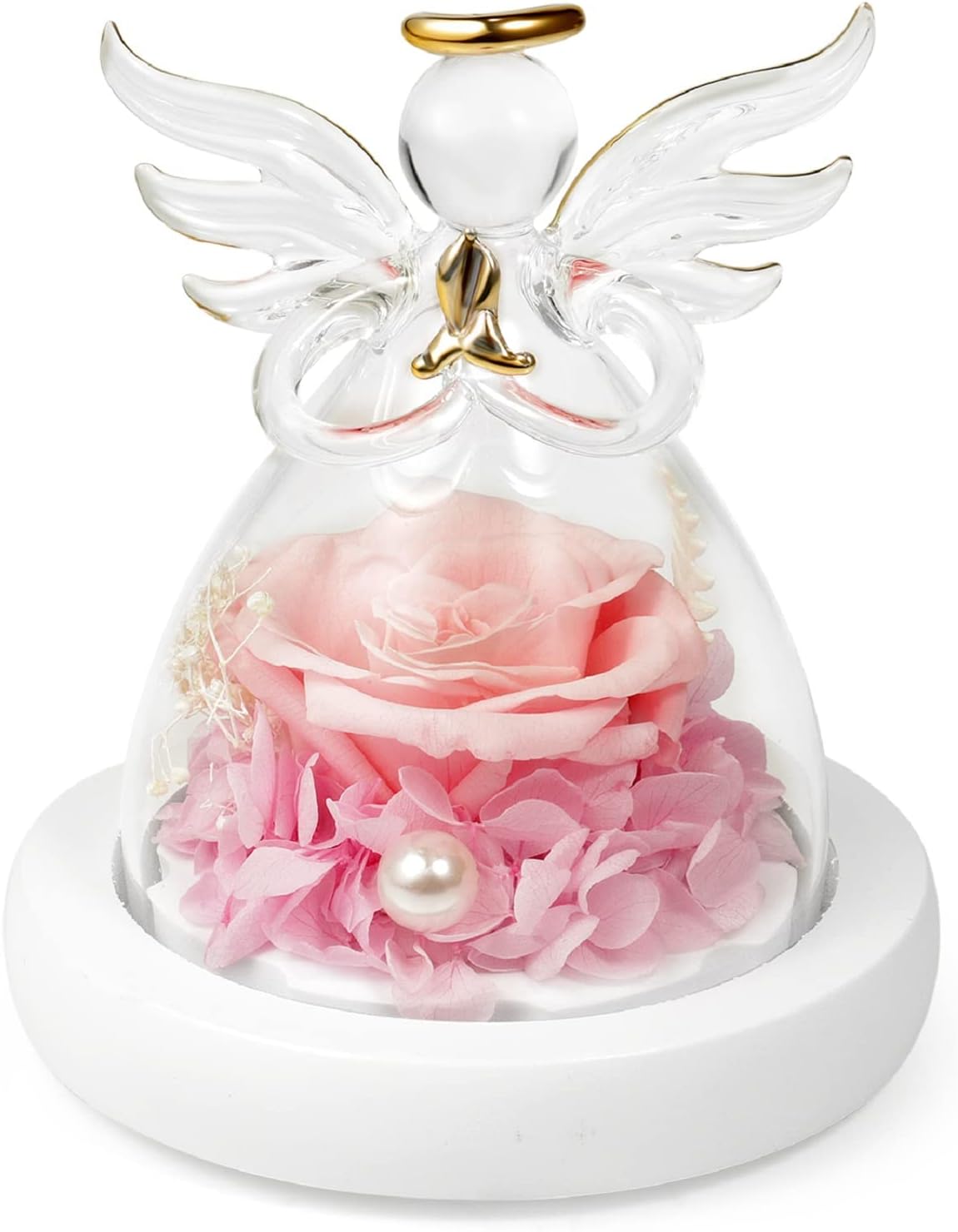 Amazon.com: LG LOUIS GARDEN Eternal Rose in Glass Angel Figurines ...